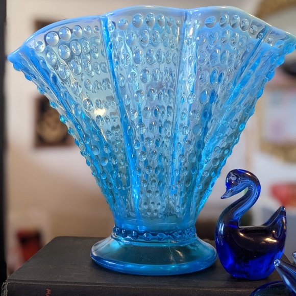 Vintage | Accents | Opalescent Blue Hobnail Fan Vase | Poshmark